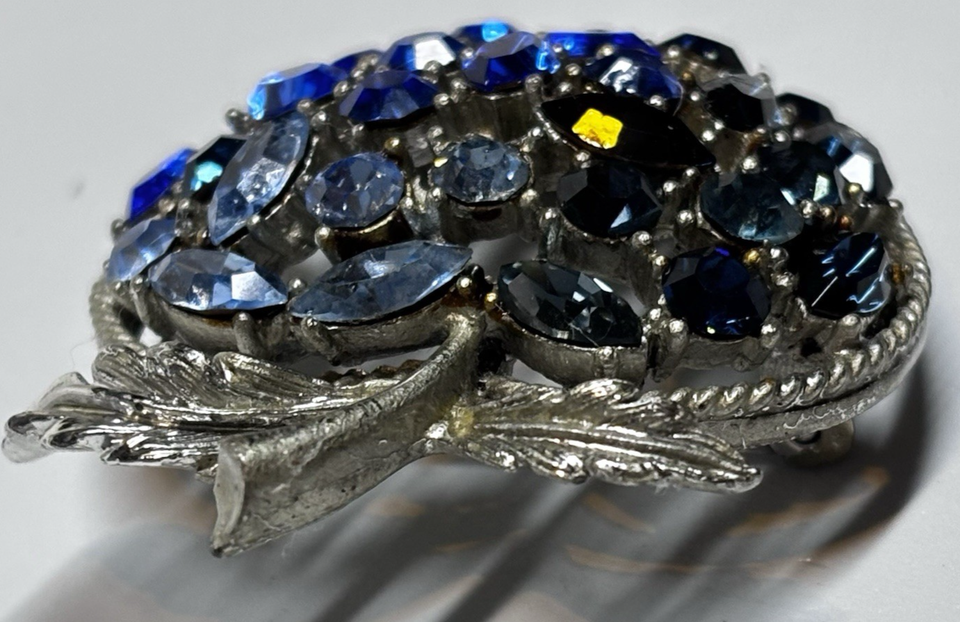 Coro Apple Blue Restored with Vintage new RHINESTONES Brooch Pin I Love ...