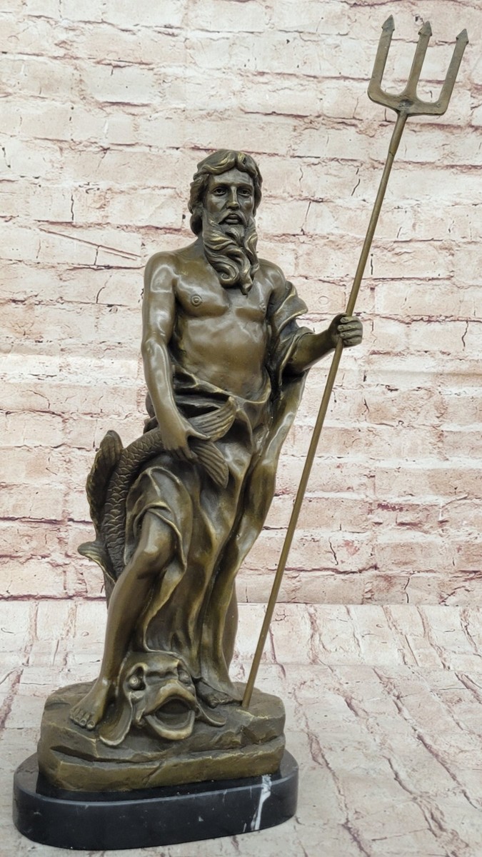 Neptune God Statue Poseidon Greek God Of The Sea Neptune Bronze Color