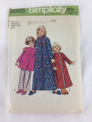 Simplicity Pattern 9688 Girls Robe Top Pants Size 12 190419JEG/PB | eBay