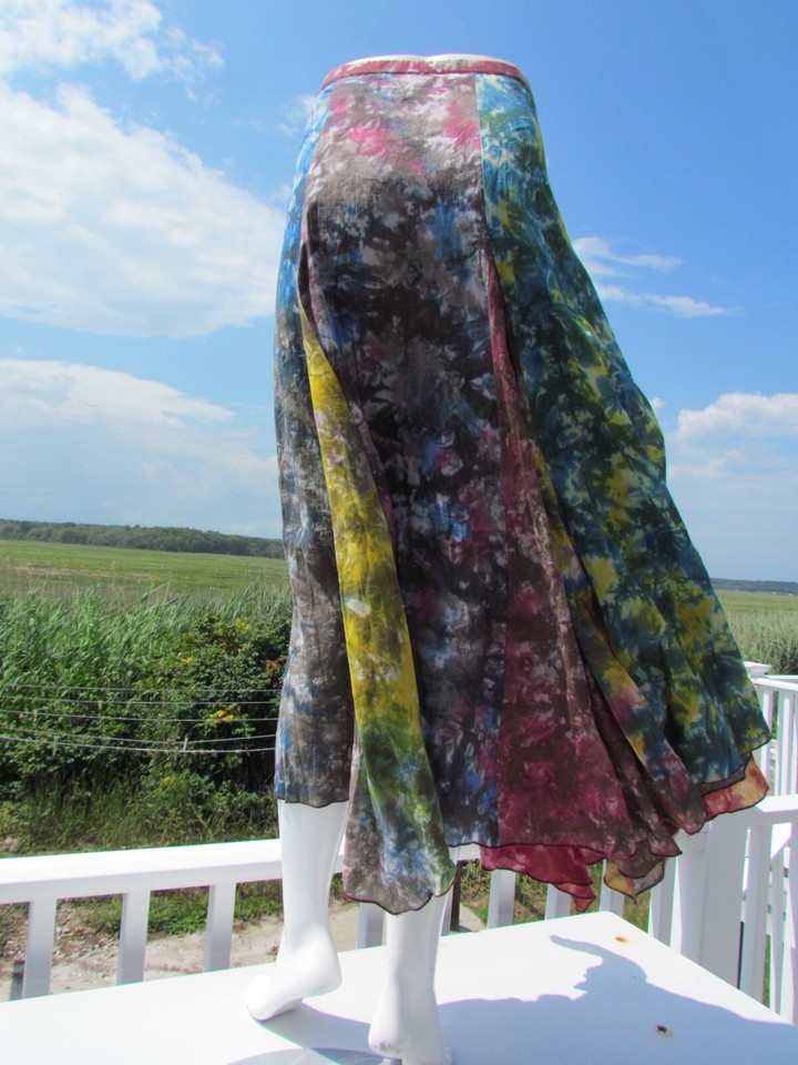 NEW L Pyramid Collection skirt tie dyed multicolor batik 35” waist ...