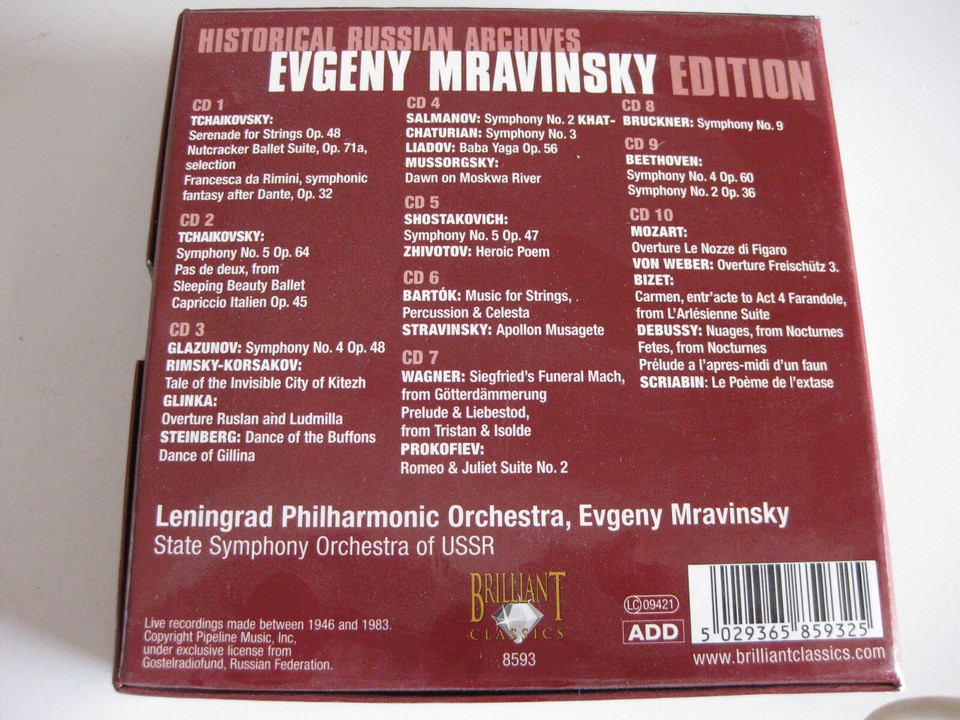 HISTORIC RUSSIAN ARCHIVES: EVGENY MRAVINSKY EDITION NEW 10xCD ...