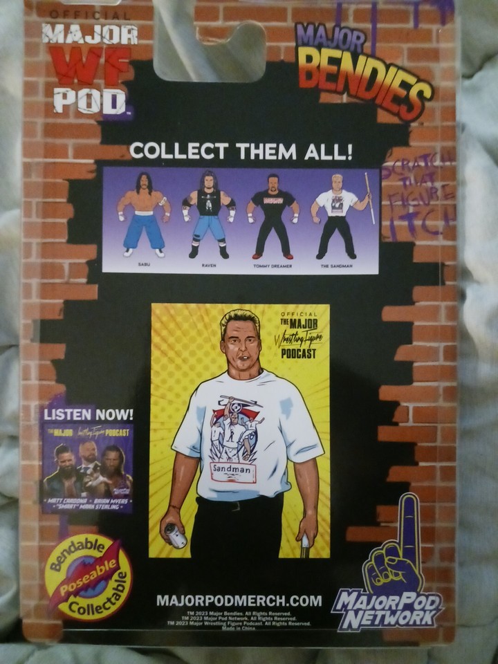 Major Bendies Wrestling Figure EXTREME Series 1 Sandman ECW Bloody ...