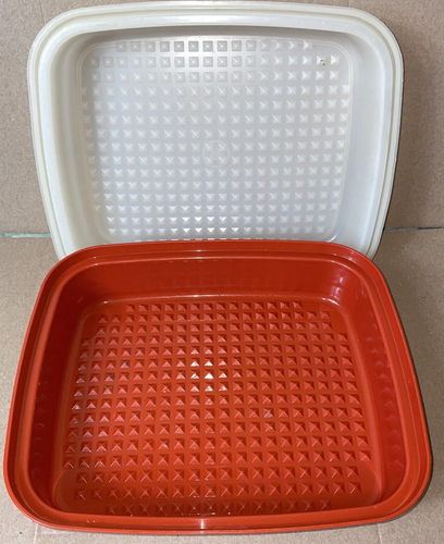 Vintage Tupperware Square Container with Lid – Burnt Orange Base ...