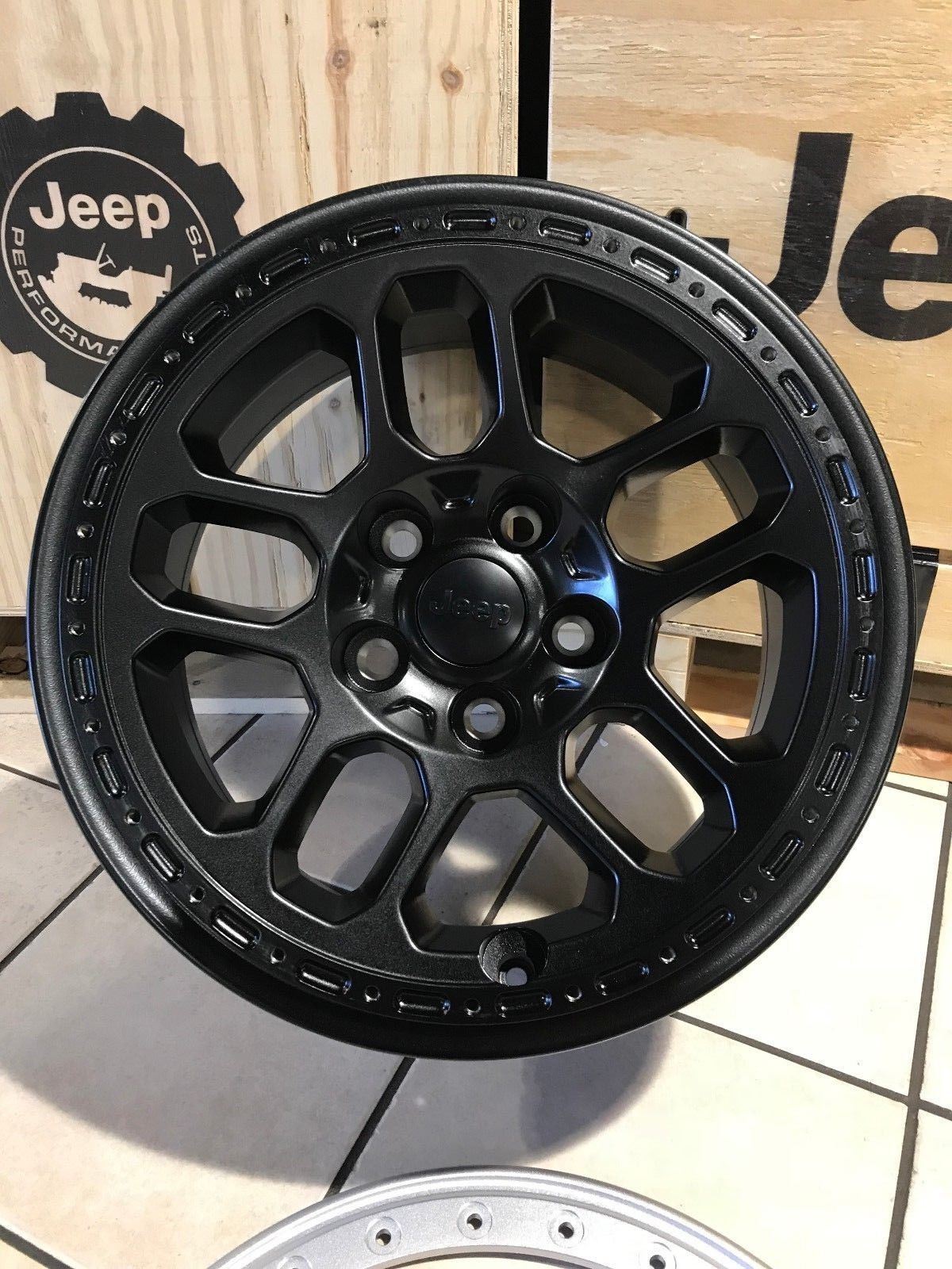 17x8 Jeep Wrangler JK JL Mopar OEM Bead Lock Capable Wheel Black Set Of ...