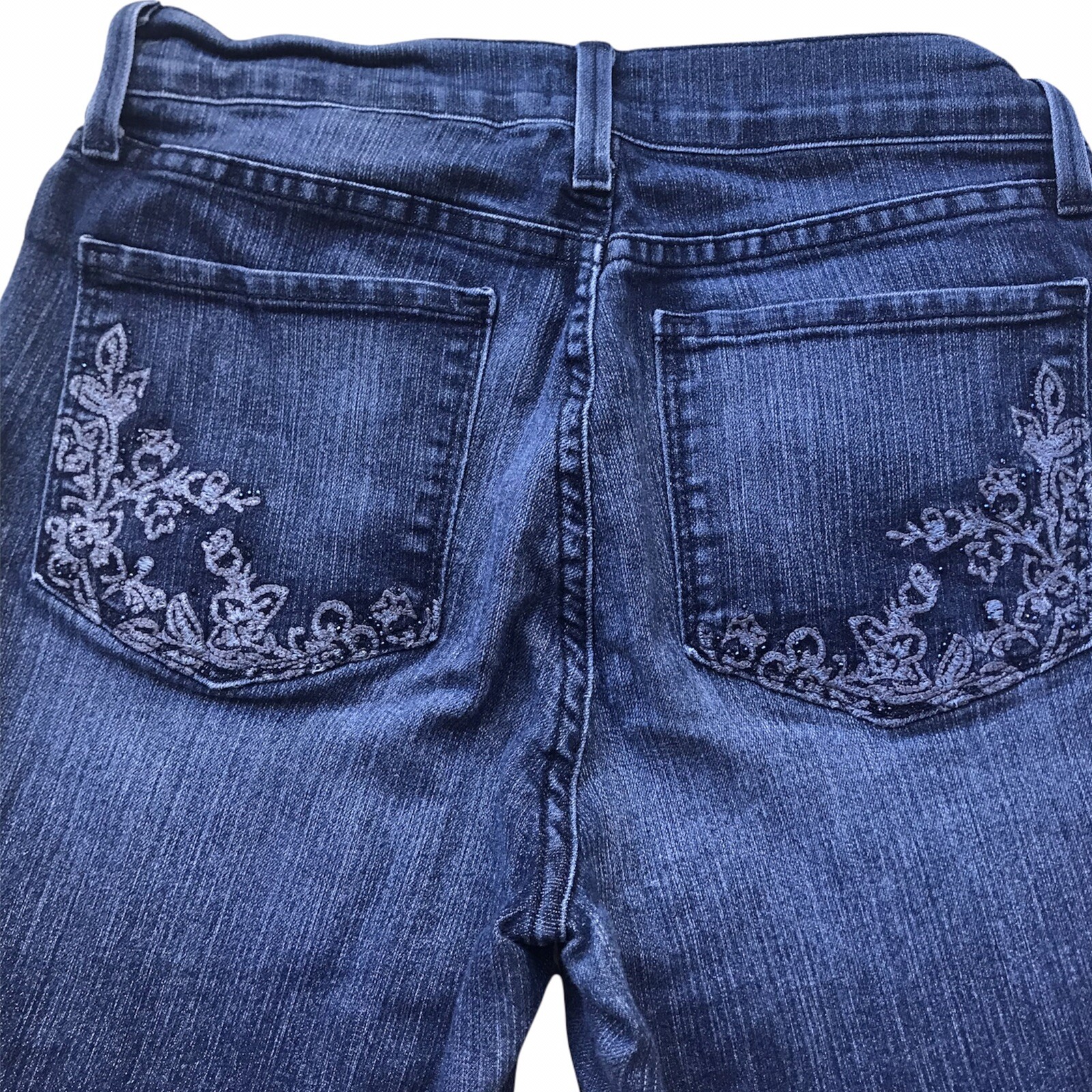 NYDJ Crop Jeans Dark Wash Denim Capris with Rhinestone Embroidered Lift ...