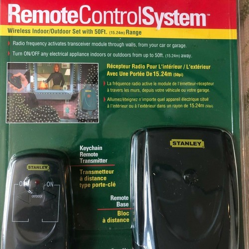 Stanley Remote Control System Wireless Indoor Outdoor 50' Range Base ...