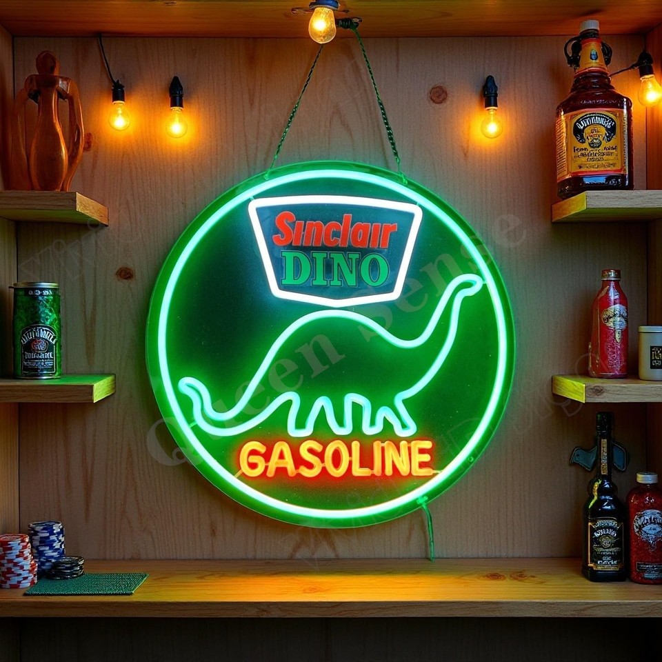 Sinclair Dino Gasoline Gas Oil LED Neon Sign With Dimmer USB Powered ...