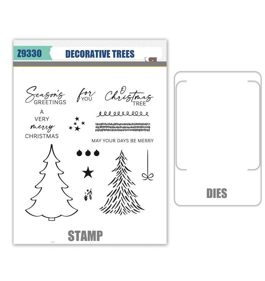 DECORATIVE TREES Stamps and Metal Cutting Dies DIY Scrapbooking Album ...