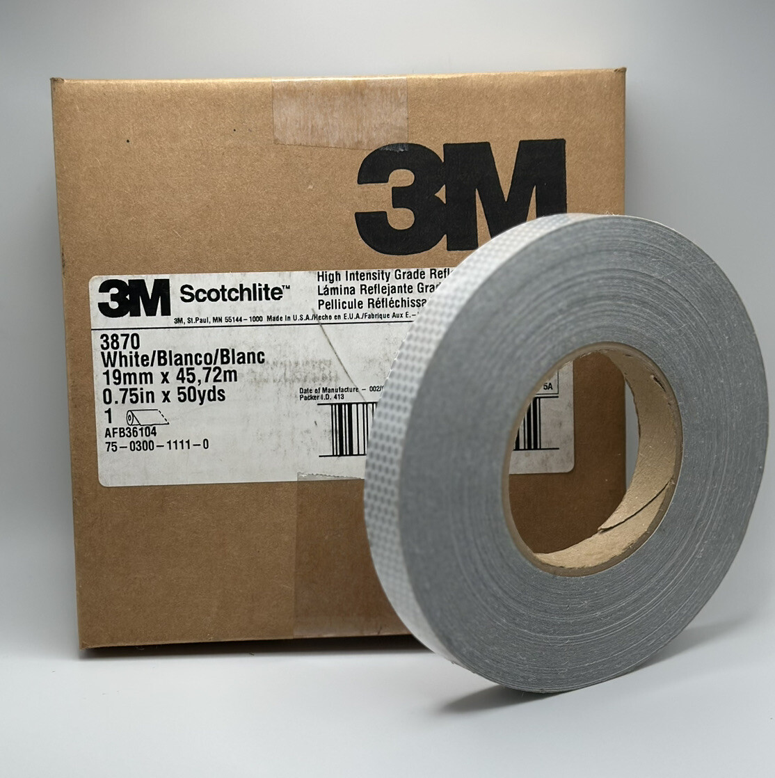 3M Scotchlite 3870 High Intensity Reflective Tape White .75 in x 50 yd ...