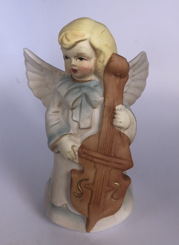 Vintage Bisque Porcelain Angel Figuring Playing Cello | eBay