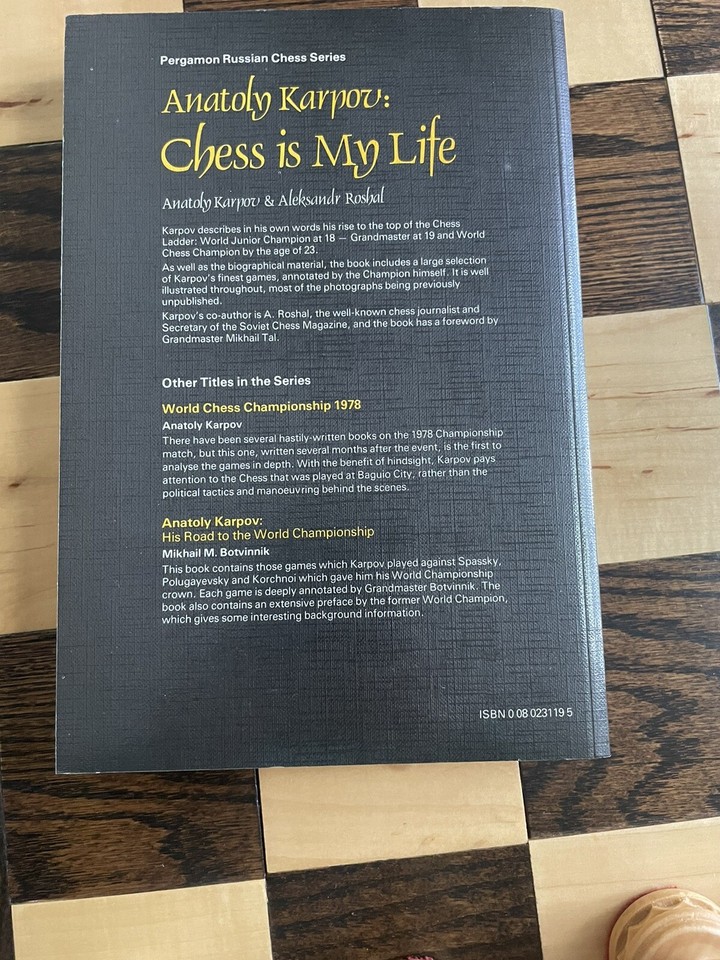 Rare First Edition Chess Is My Life by A. Roshal and Anatoly Karpov ...