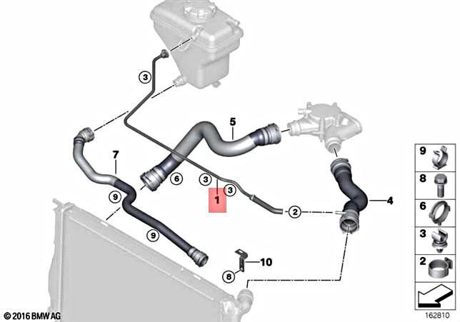 Genuine BMW E90 E90N Cooling System Coolant Hose Vent Pipe OEM ...