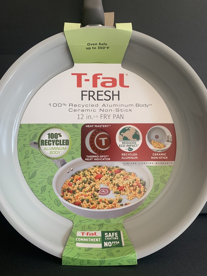 T-fal Fresh Recycled Aluminum Ceramic Nonstick Fry Pan 12 Inch Cookware ...