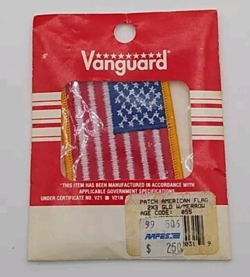 Vanguard 2×3 American Flag Gold Border USA Embroidered Uniform Iron on ...