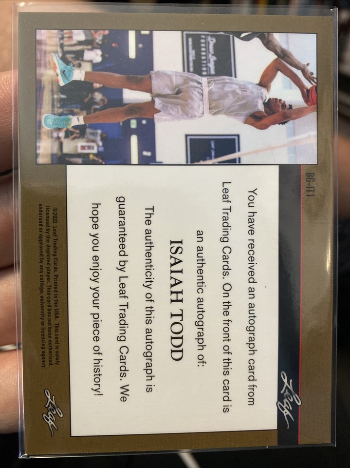 2021-22 Leaf Memories Isaiah Todd RC Auto Autograph Wizards Blue Card ...