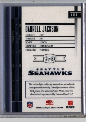 2006 Leaf Limited - Team Logo Material Prime #101 Darrell Jackson /30 ...