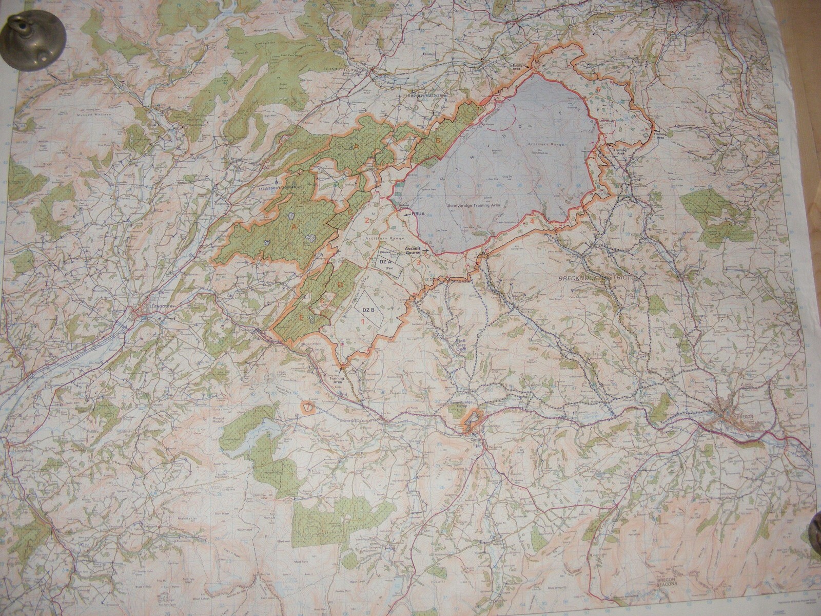 VINTAGE BRITISH ARMY TRAINING MAP SENNYBRIDGE 1988 POSTER SIZE 32.5" X ...