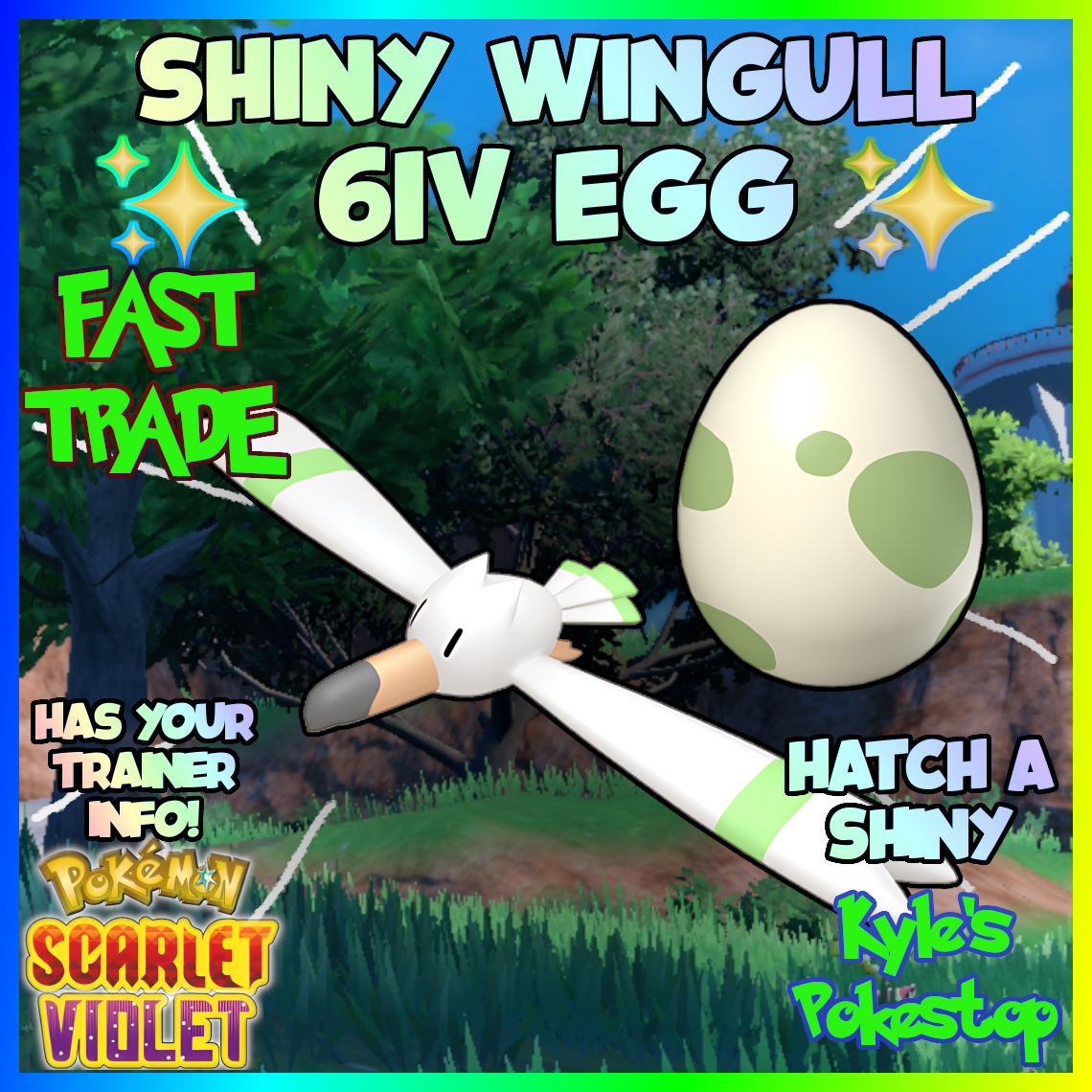6IV SHINY WINGULL EGG POKEMON SCARLET & VIOLET 🚀FAST🚀HATCH A SHINY | eBay