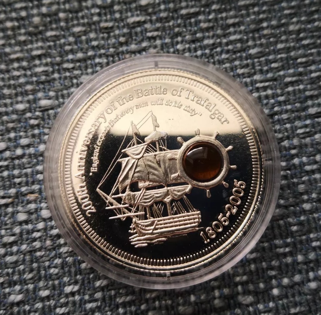 2005 Silver Proof Coin Battle of Trafalgar Copper Inlay -Box COA (037 ...