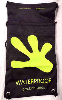 Gecko Brands Waterproof Drawstring Bag Black & Green | eBay