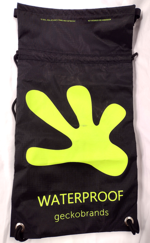 Gecko Brands Waterproof Drawstring Bag Black & Green | eBay