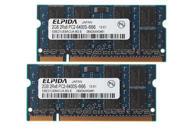 Elpida 4GB 2X 2GB 2RX8 PC2 6400 DDR2 800 Mhz 200Pin Sodimm Laptop RAM ...