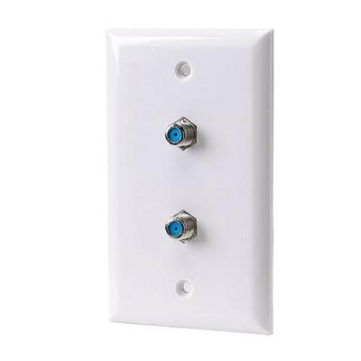 2 X DUAL WALL PLATE F CONNECTOR RG6 3GHZ Coaxial JACK SATELLITE CABLE ...