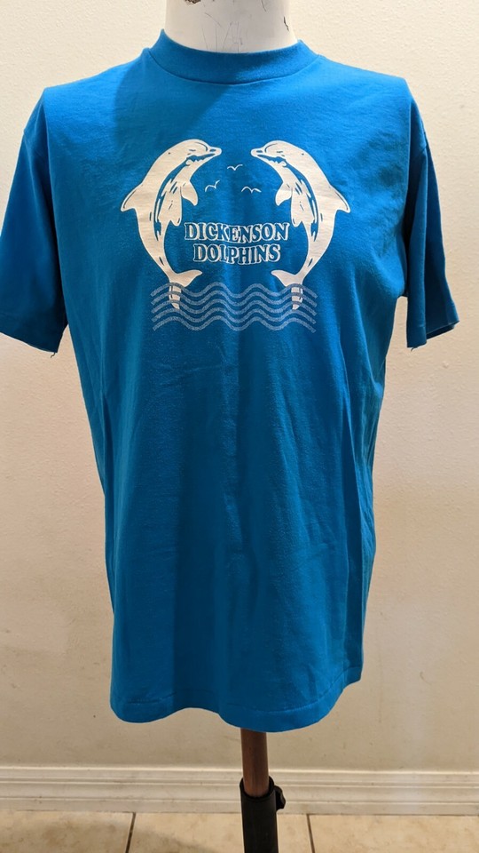 Vintage Dickerson Dolphins USA T-shirt Large Single Stitch Hanes #7 | eBay
