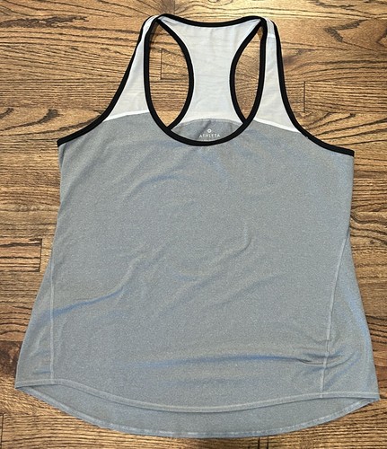 Athleta Chi Lightweight Mesh Racerback Workout Tank Top Gray Black XL ...