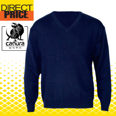 Canura Mens Knitted Pullover Wool Jumper Business Office Long Sleeve V ...