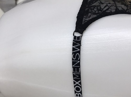 MENS / LADS BOX MENS WEAR BLACK G STRING WITH LACE POUCH SIZE XL NEW IN ...