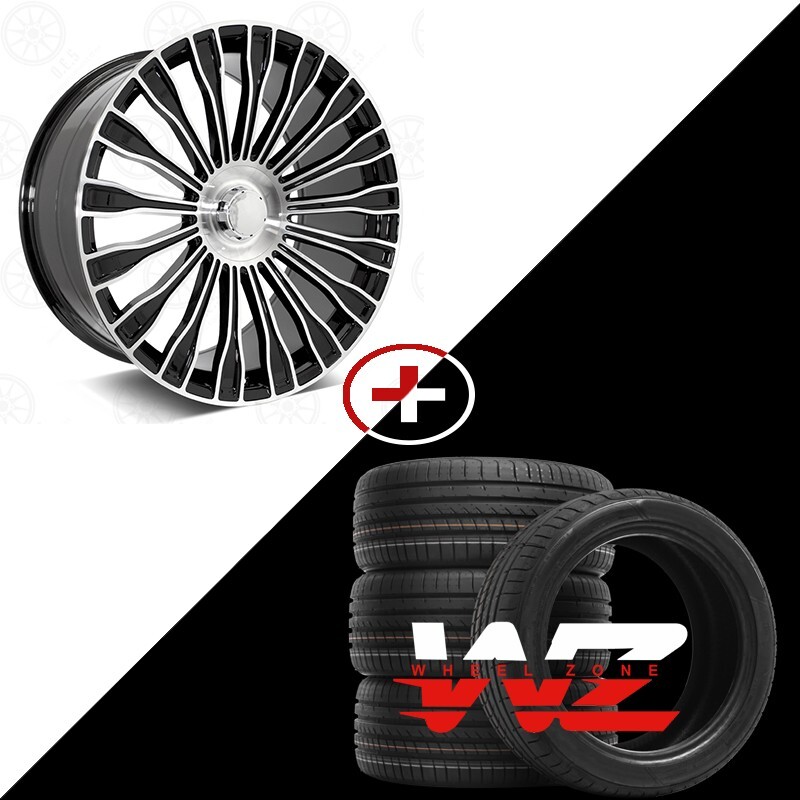 22" Machined Face/Black Outline Wheels W/Tires Fits Mercedes S Class ...