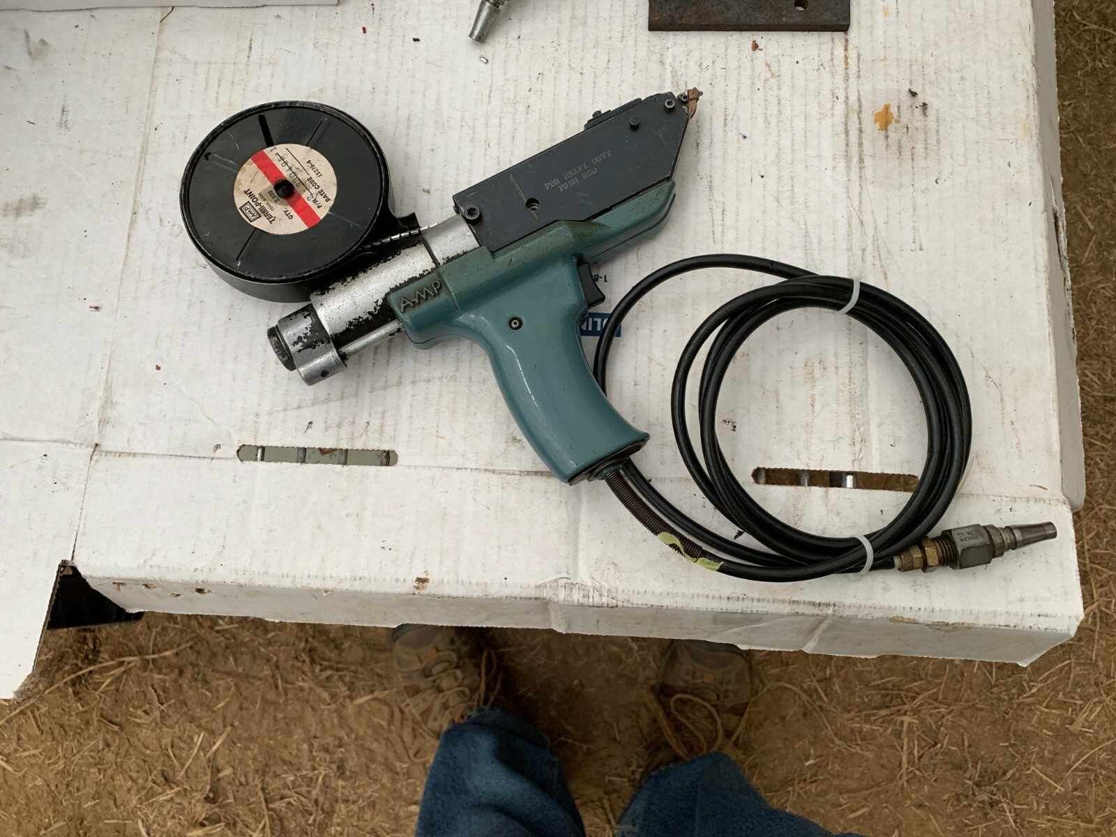 AMP 69522 Pneumatic Termi-point Crimping Tool w/Spool and Some Points ...