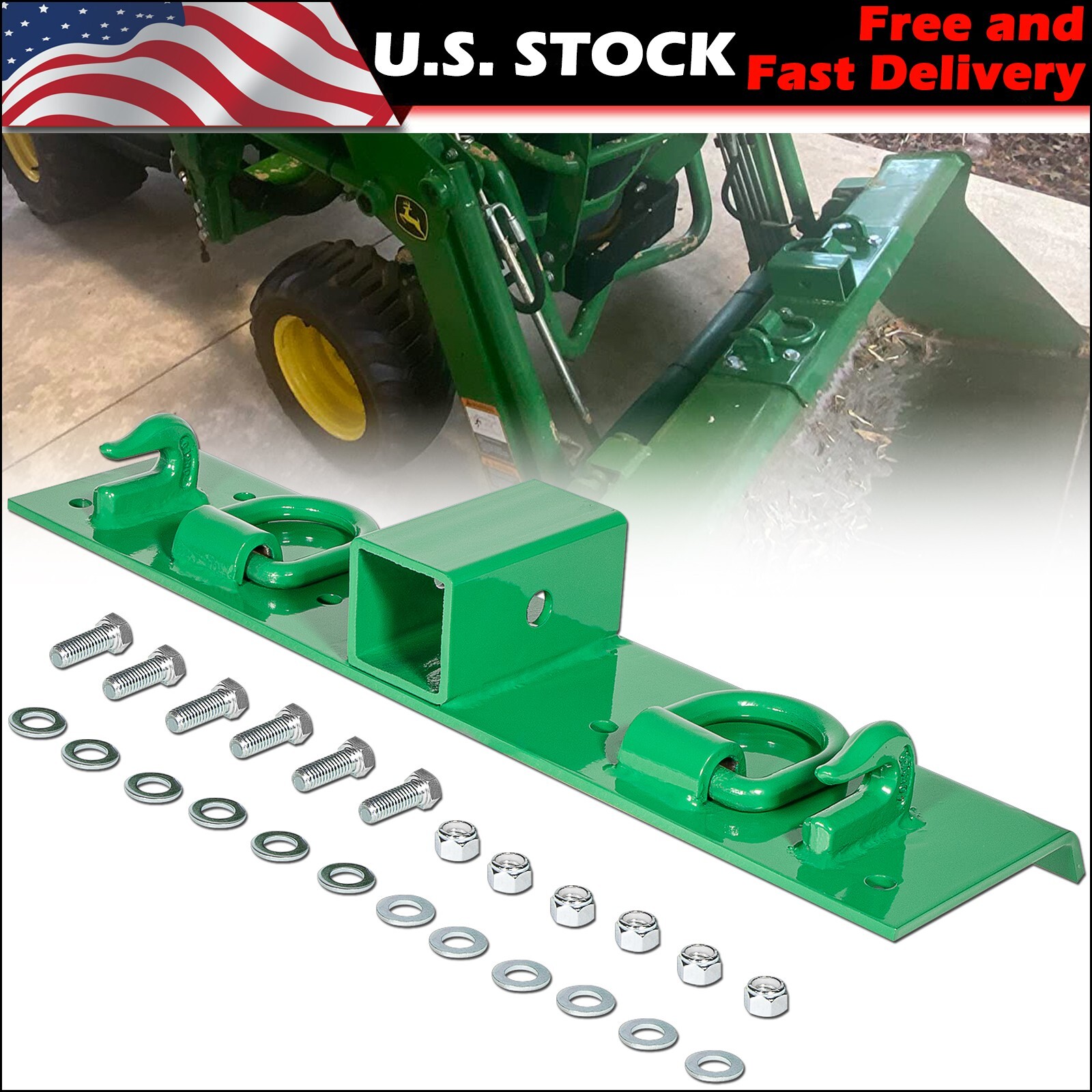 Bolt on Grab Hooks & D Rings & 2" Receiver For John Deere 1025R Compact ...