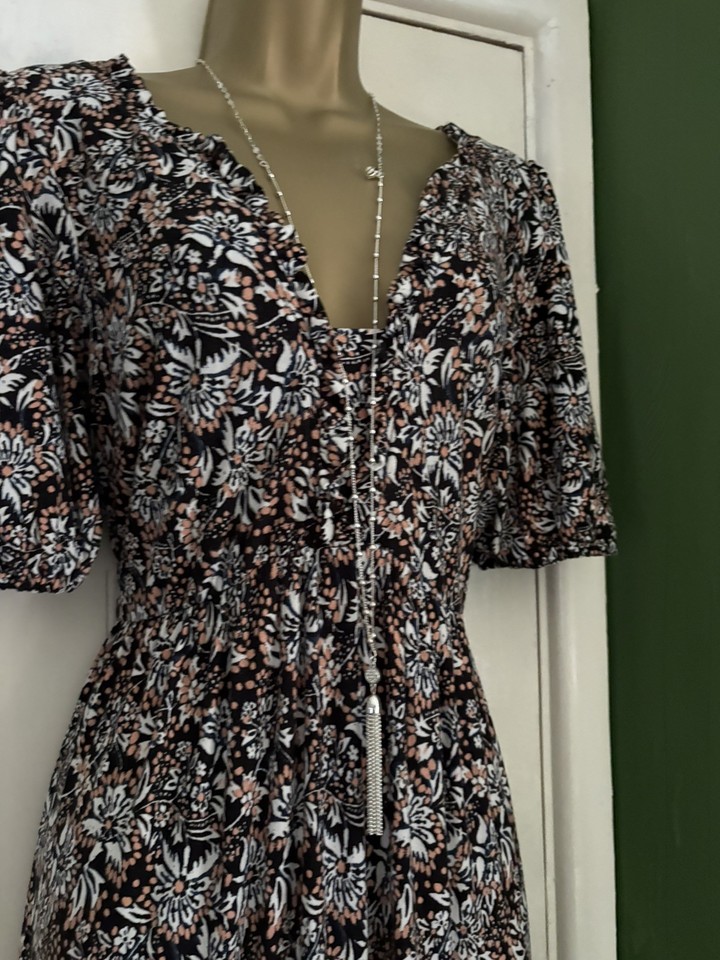 EXQUISITE MONSOON BOHO JERSEY TEA GYPSY MIDI OCCASION DRESS Sz M 12/14 ...