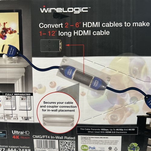 WireLogic Cables HDMI 6 ft (1.8 m) high performance Ethernet 4K UltraHD 2 Pack | eBay