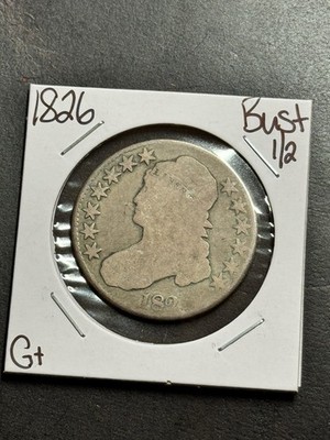 1826 Capped Bust Silver Half Dollar Good U.S. 50c Type Coin (Raw18310 ...
