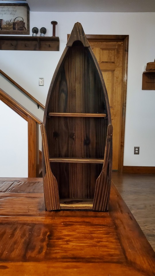 Rustic Wooden Boat/Canoe Display 3 Shelf W/oars Nautical Hanging ...