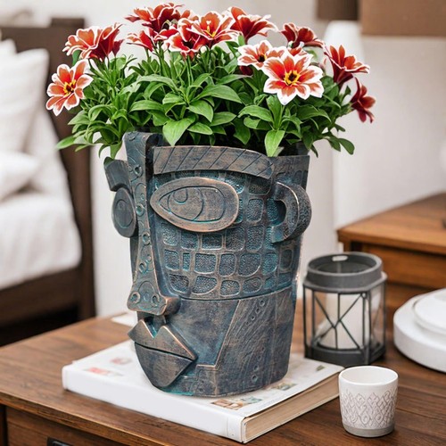 Flower Pot Abstract Human Face Figurine Résine pour bureau extérieur | eBay