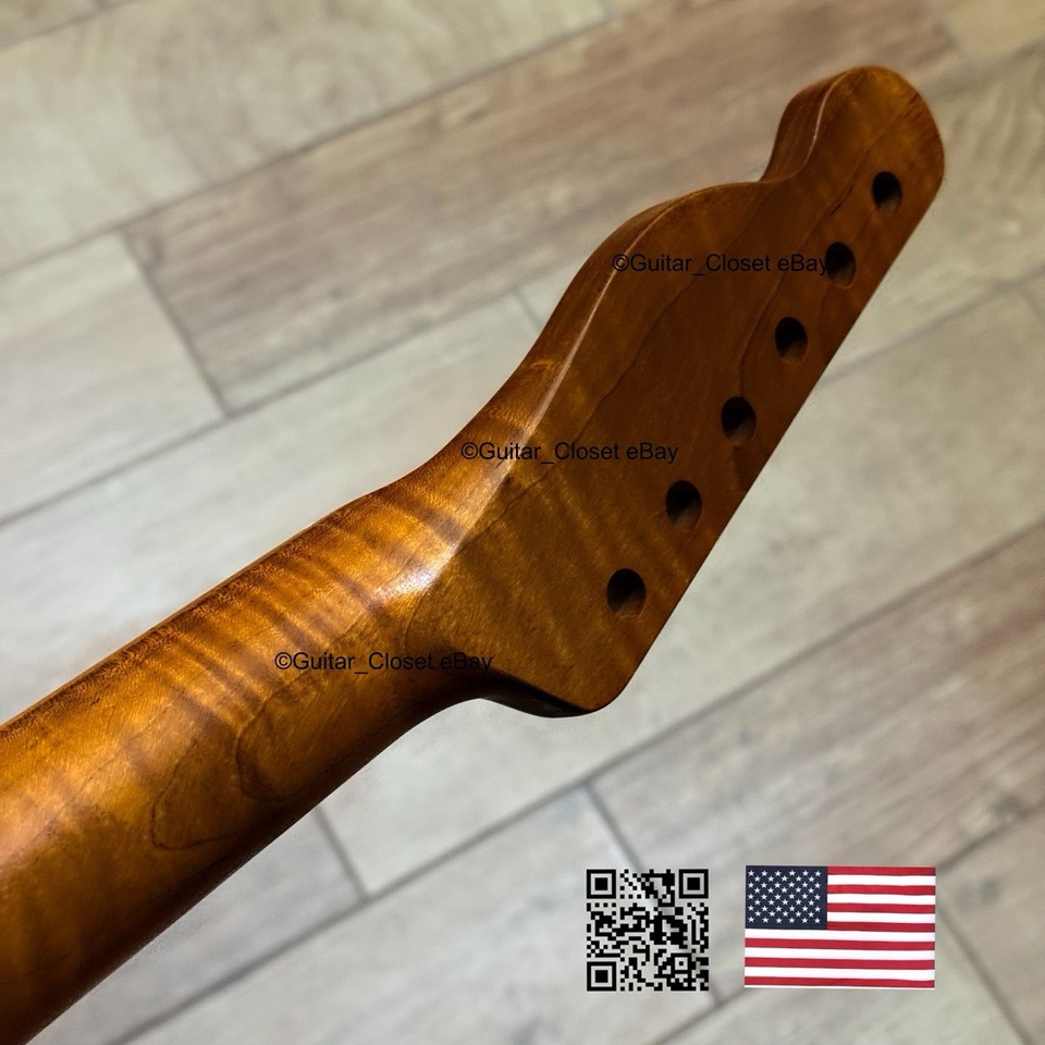 Roasted Flame Maple Tele Neck Satin Telecaster Fits Warmoth & Fender ...