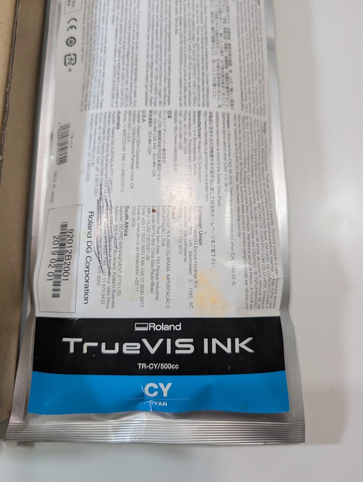 New Roland TrueVis Ink TR-LK & TR-CY 500ml for DG VG SG Inkjet Printer ...