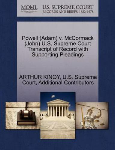 Powell V. Mccormack U. S. Supreme Court Transcript of Record with ...