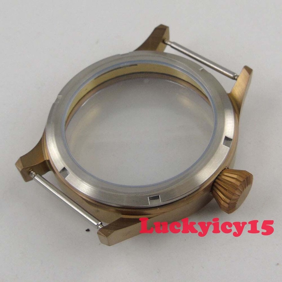 43mm Bronze coated watch case fit ETA 6497 6498 movement sapphire glass ...