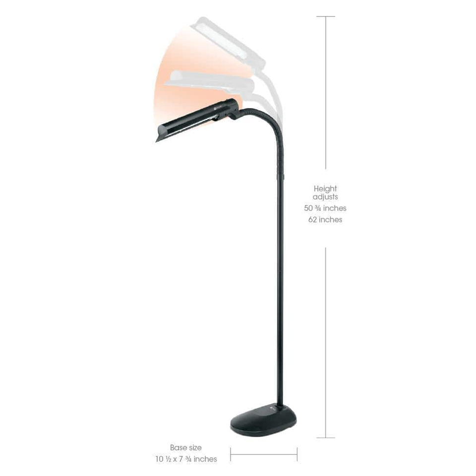 OttLite T81G5T Wing Shade VisionSaver 18-Watt Floor Lamp, Black | eBay