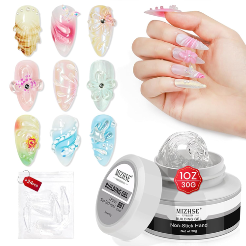 Clear Solid Builder Gel for Nails, 30G Non-Sticky Nail Extension Hard ...