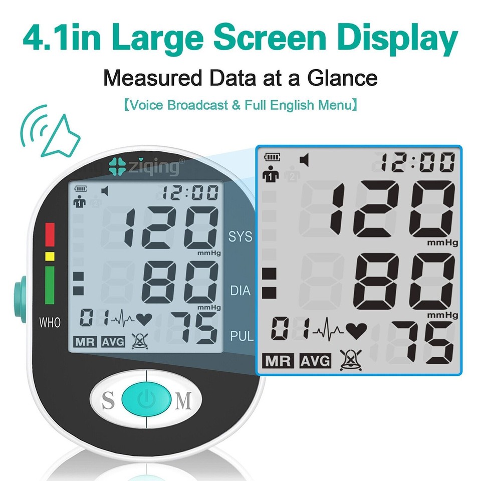 Upper Arm Blood Pressure Monitor Digital BP Cuff Machine Pulse Meter ...