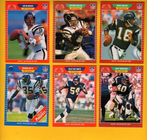 89 PS San Diego Chargers Set ANTHONY MILLER JIM MCMAHON MARK MALONE ...