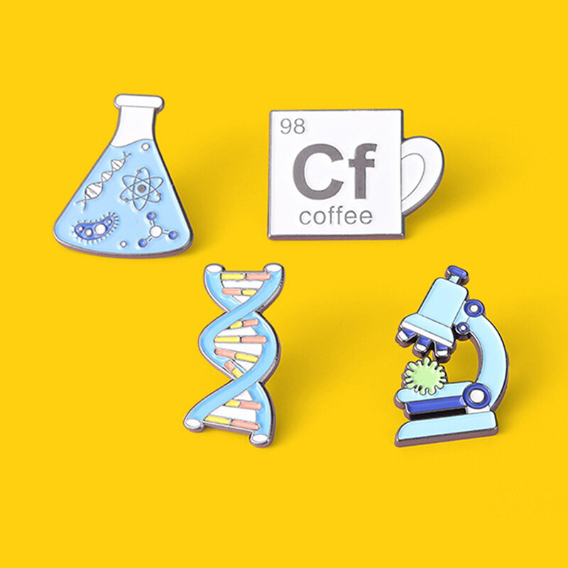 Science Enamel Pin Microscope Beaker Chemical Molecular DNA Brooch Bad ...