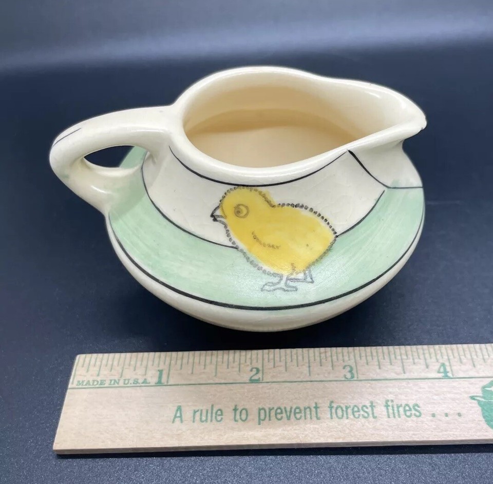 Roseville Pottery Juvenile Line Chick Creamer 2-1/4” Nice Color Small ...