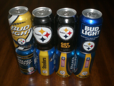 8 STEELERS BUD LIGHT BEER CANS 2011 2012 2013 2014 2015 2016 2017 2018 ...